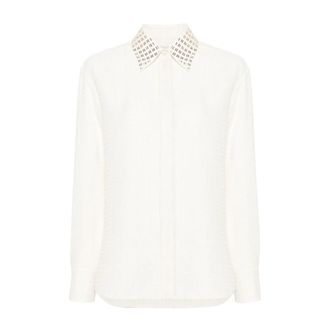 Golden Goose Regular Baumwollhemd mit 3D-Karomuster - - Blouses & Shirts - Damen - Wei&szlig; - M