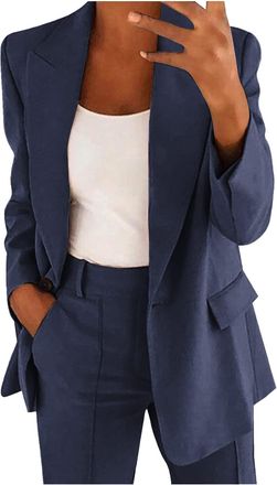 Generic Damen Blazer Einfarbig Business Retro Jacke Büro Office Sportlich Schlanke Passform Knöpfen Vintage Jacke Blazer Tailliert Sakkos Damenjacke für Arbei
