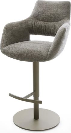 DELIFE Barstuhl Yago-Flex Boucl&eacute; Soft Schlamm Drehfu&szlig; h&ouml;henverstellbar Metall Titanfarben Taschenfederkern, Barst&uuml;hle