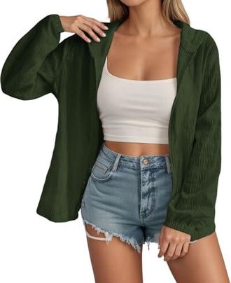 Generic Vestes pour femmes - Grande taille - Veste &agrave; capuche d&eacute;contract&eacute;e avec fermeture &eacute;clair - V&ecirc;tement dext&eacute;rieur l&eacute;ger pour le soleil - Pour un usage quo