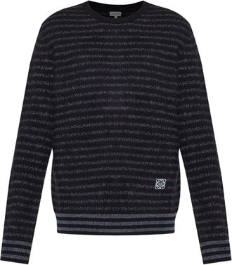 Loewe pull rayé à logo brodé - Bleu