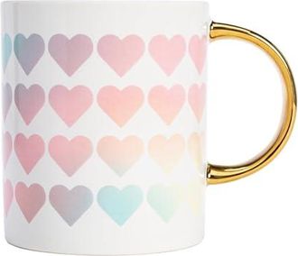 Paris Hilton Stilvolle Herz-Tasse aus Keramik, 450 ml - Perfekt für Kaffee & Tee, Großes Fassungsvermögen, Handwäsche, Nicht Mikrowellengeeignet, Farblos