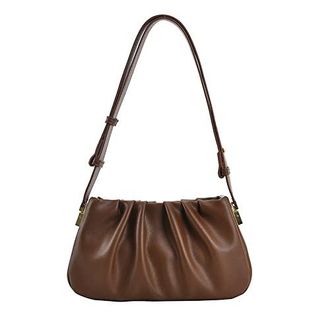 Generic Sac &agrave; main et sac &agrave; main pliss&eacute;s tendance pour femme, sacs &agrave; bandouli&egrave;re en cuir avec fermeture &eacute;clair, petits sacs &agrave; main sous les bras, marron, Smal