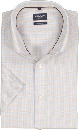 Olymp Herren Kurzarmhemd blau kariert