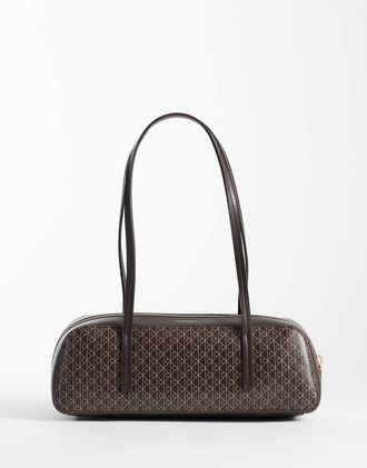 Calvin Klein sac port&eacute; &eacute;paule style boston &agrave; imprim&eacute; embl&egrave;me all-over marron chocolat