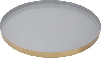 LaLe Living Dekotablett Isa rund in Gold/Grau mit Emaille, Ø34 cm zur Verwendung als Serviertablett oder Tablett für Kerzen, Vasen oder Adventskranz