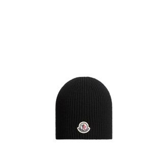 Moncler Moncler Bonnet En Laine &Agrave; Logo, Homme, Noir, Taille: Uni