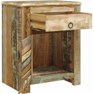 vidaXL Table de coin avec 1 tiroir et 1 porte Bois de r&eacute;cup&eacute;ration vidaXL