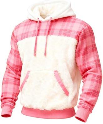 Generic Sweat à capuche en polaire pour homme - Manteau moelleux 2025 pour homme - Décontracté - Rayures contrastées - Pour Noël quotidien - Cadeau de Noël, r