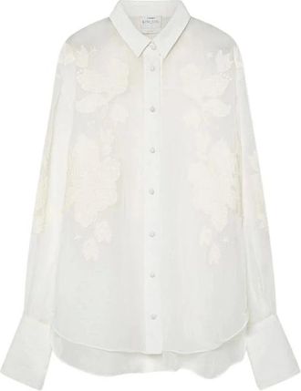 Forte_Forte Femme, Blouses et Chemises, Blanc, Taille: 38 FR Iris Velvet Organza Shirt