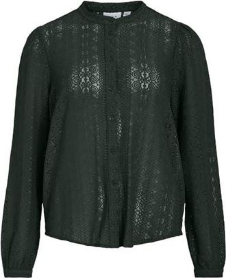 Vila Vila Vichikka Lace L/S Shirt-Noos Blouse, Scarab, XXL Femmes
