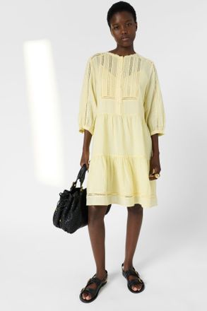 Gerard Darel Robe courte et droite &agrave; dentelle - RIANE - Jaune