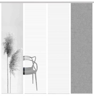 Vision S 80922 Schiebegardine IRLOS, Digitaldurck, Seidenoptik, 260x60 cm, Farbe:grau, Größe:260 x 60 cm, Anzahl:4X