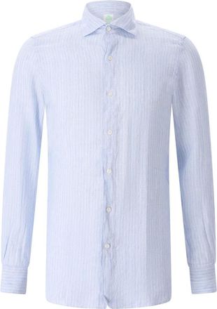 Finamore Homme, Chemises, Bleu, Taille: 2XL Chemise en Lin Ray&eacute;
