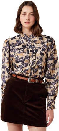Ariat Womens Cricklade Blouse Long Sleeve in Navy Coincide Print, Size X-Small, by Ariat