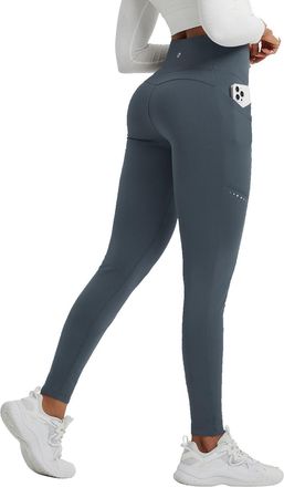 Baleaf Damen Thermo Leggings gefütterte Winter Hose mit Teddy Fleece high Waist Winter wasserdichte Sporthose Grau XXL