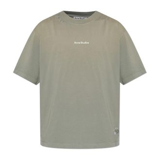 Acne Studios Mended Logo T-Shirt - - Tops - Herren - Gr&uuml;n - XL/2XL