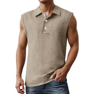 Generic T-shirt pour homme D&eacute;bardeur pour homme Grandes et grandes chemises sans manches Muscle Fitness Entra&icirc;nement Course Plage &Eacute;t&eacute; Boutonn&eacute; T-shirt Gilet, 