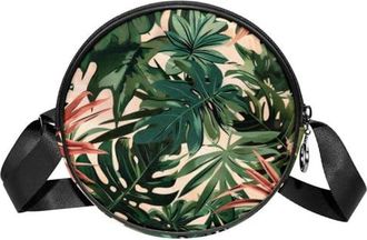 Generic Sac &agrave; bandouli&egrave;re Circle pour femme, petit sac &agrave; bandouli&egrave;re jungle, sac &agrave; dos avec fermeture &eacute;clair, bretelles r&eacute;glables, sac &agrave; main rond d&eacute;contract&eacute;