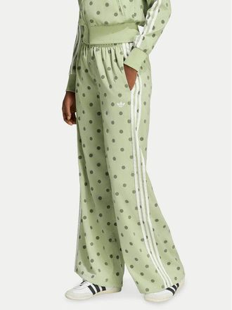 adidas Jogginghose Satin Polka Dots Wide Leg Pant LI2846 Gr&uuml;n Relaxed Fit