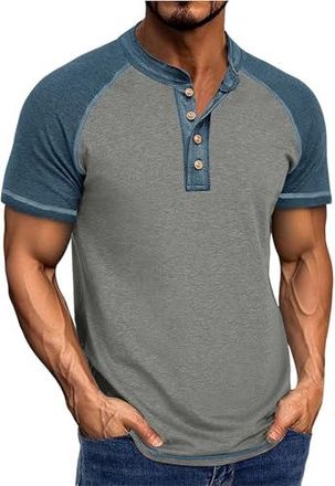 Generic Chemise ray&eacute;e pour homme - Manches courtes - En polyester - Pour l&eacute;t&eacute; - Avec boutons et rayures - T-shirt classique d&eacute;contract&eacute; basique, H, XXL