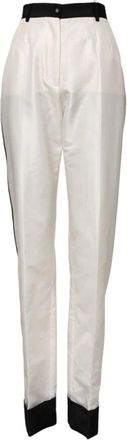 Dolce & Gabbana Femme, Pantalons, Blanc, Taille: 36 FR Pantalon de ville droit taille haute