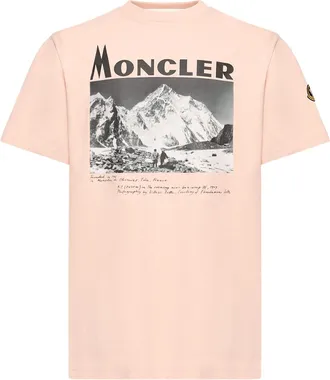 Moncler Moncler K2 Print Short Sleeve Cotton Jersey T-shirt, Men, Pink, Size: Xl
