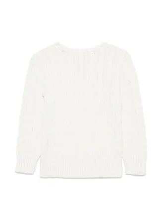 Polo Ralph Lauren Boys Sweater Cable-Knit White Cotton Pony Embroidery Tops Top