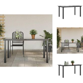 vidaXL Table de jardin Noir 150x90x74 cm Aluminium et verre - Table De Jardin - Table Dext&eacute;rieur - Table En Verre - Table Aluminium - Mobilier De Jardin