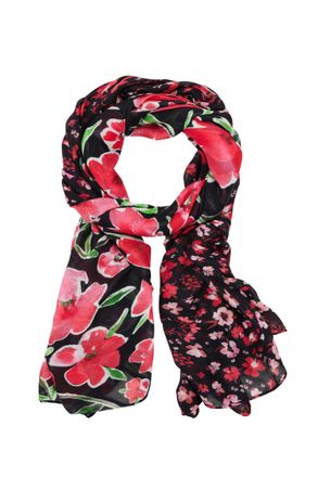 Desigual Half Floral Rectangle Scarf Black
