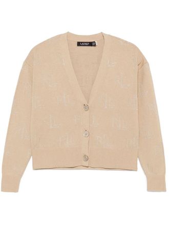 Lauren Ralph Lauren cardigan à logo en jacquard - Marron