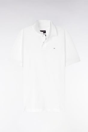 Eden Park Polo &Agrave; Manches Courtes Uni En Coton Pima Blanc Coupe Droite