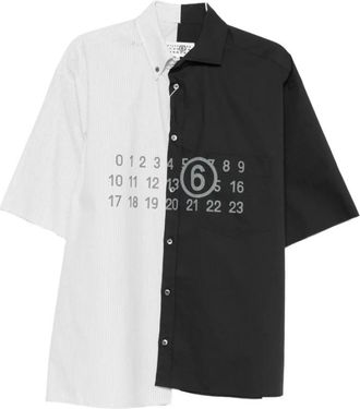 Maison Margiela Homme, Chemises, Multicolore, Taille: XL Chemise Bicolore en Popeline de Coton