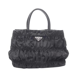 Prada Pre-owned Sac &agrave; main en nylon Tessuto Gaufre et cuir - Femme - Pre-owned - Noir - Taille: ONE Size