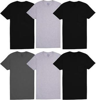 Fruit Of The Loom Lot de t-Shirts à Poches sous-vêtement, Bleu/Gris/Noir 00, 6 Homme