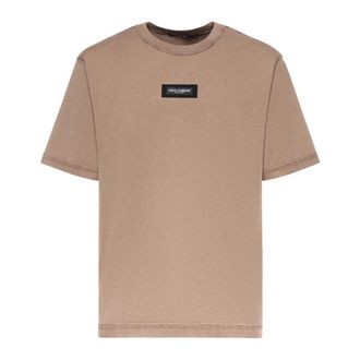 Dolce & Gabbana Baumwoll-T-Shirt mit Print - - Tops - Herren - Beige - S