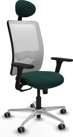 Piqueras y Crespo Gr&uuml;ner Drehstuhl Zulema mit 3D-Armlehnen, h&ouml;henverstellbarer Lendenwirbelst&uuml;tze und festem Kopfteil, ausgestattet mit Sincro 3 Positionen und Schneide