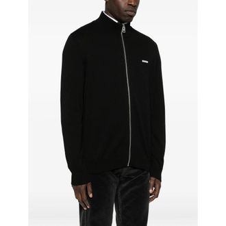 HUGO BOSS Mock Neck Zip Sweater - Black