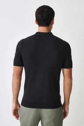 Next Poloshirt Kurz&auml;rmeliges Strick-Polohemd im Muscle Fit (1-tlg)