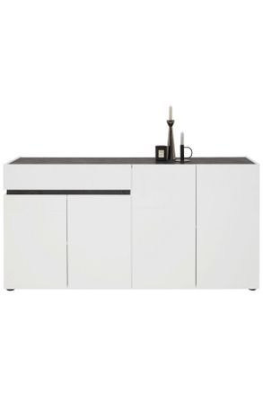 Voleo Sideboard, Anthrazit, Wei&szlig;, Holzwerkstoff, 2 F&auml;cher, 1 Schublade(n) Schubladen, 160.2x80.1x42.6 cm, erweiterbar, Typenauswahl, Beim&ouml;bel erh&auml;ltlich, Sc