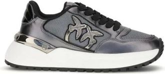 Pinko Pinko, Femme, Chaussures, Gris, Taille: 39 EU Baskets à Lacets en Paillettes avec Semelle Intérieure Rembourrée