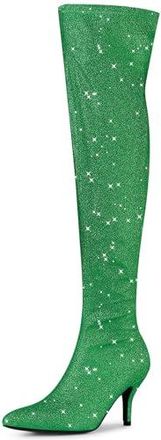 Allegra K Cuissardes &agrave; talon aiguille et bout pointu pour femme, Vert, 41 EU