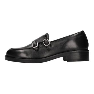 Emanuelle Vee Femme, Chaussures, Noir, Taille: 39 EU Mocassins en cuir &agrave; double boucle