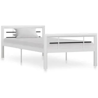 vidaXL Bettgestell Wei&szlig; und Schwarz Metall 100 &times; 200 cm Vidaxl