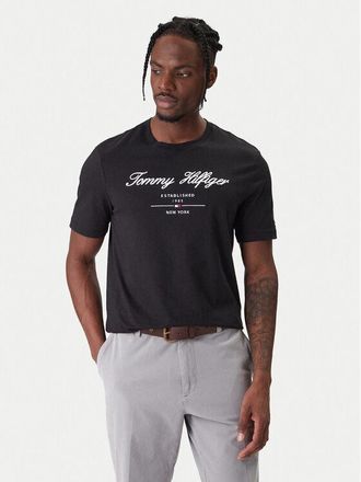 Tommy Hilfiger T-Shirt Script Logo MW0MW33691 Schwarz Regular Fit