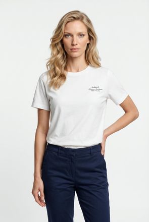 GANT T-Shirt GANT REGULAR GRAPHIC PRINT, Damen, Gr. XXL, wei&szlig;, Single Jersey, Obermaterial: 100% Baumwolle, unifarben, regular fit taillenbedeckt, Rundhals