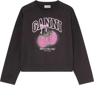 Ganni Femme, Sweatshirts et sweats &agrave; capuche, Noir, Taille: 36 FR SweaT-shirt &agrave; imprim&eacute; graphique