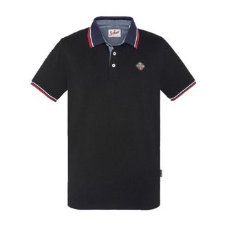 Schott NYC Schott Nyc, Homme, Tops, Noir, Taille: S Polo coton regular logo patch&eacute;