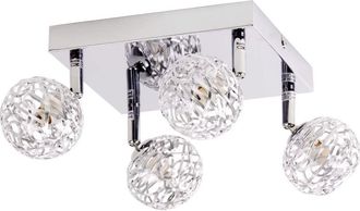 Globo Lighting Deckenleuchte Kugeln chrom Wohnzimmerlampe Deckenlampe Geflecht Flurlampe schwenkbar, Metall, 4-Flammig G9, LxBxH 25x20x15 cm