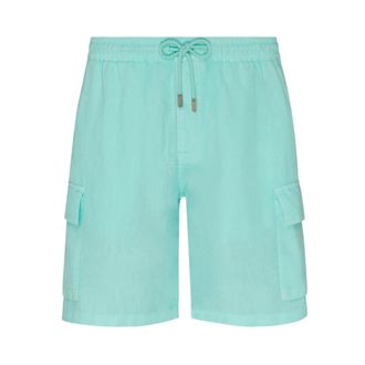 Vilebrequin Einfarbige Leinen-Bermudashorts mit Cargotaschen f&uuml;r Herren - - Shorts - Herren - Blau - L